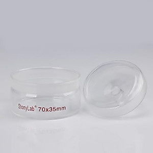 stonylab Low Form Weighing Bottle, Borosilicate Glass Weighing Bottle with Ground Stopper for Lab Use, 70 mm Diameter, 35 mm Height