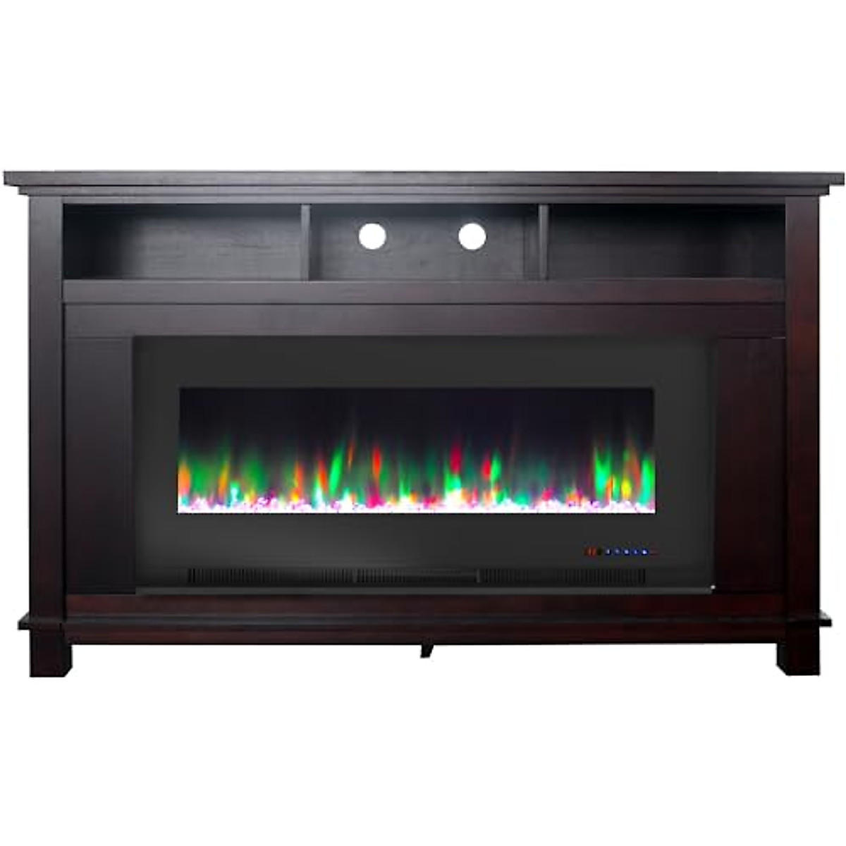 Hanover Winchester Mahogany Electric Fireplace TV Stand Mantel with Crystal Rock Display, Realistic LED Multi-Color Flames, Fireplace Heater Entertainment Center with A/V Shelves and Remote Control