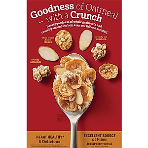 Oatmeal Crisp Heart Healthy Cereal, High Fiber Cereal Made with Whole Grain, 19.7 oz