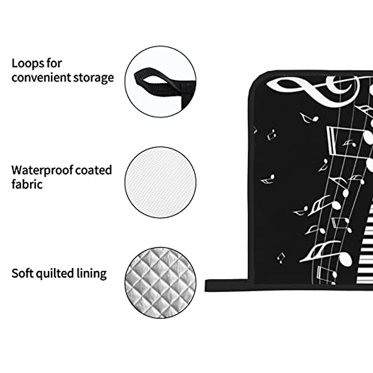 Piano Keys with Musical Notes Printed Oven Mitt and Pot Holder Set, Washable Heat Resistant Oven Mitt for Kitchen Cooking Baking Grill