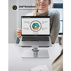 Lamicall Swivel Laptop Stand, Laptop Riser - [360-Rotating] Ergonomic Aluminum Computer Desk Holder Compatible with MacBook, Air, Pro, Dell XPS, HP and More 10" - 17.3" Notebook - Sliver