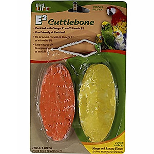 Penn-Plax Bird-Life Flavored E2 Cuttlebone 2 Pack – Mango and Banana – Great for All Birds
