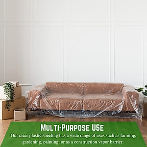 Farm Plastic Supply - Clear Plastic Sheeting - 4 mil - (6' x 100') - Thick Plastic Sheeting, Heavy Duty Polyethylene Film, Drop Cloth Vapor Barrier Covering for Crawl Space