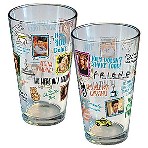 Friends Famous Classic Quotes 16oz pint glass Friends The TV Show (1 Glass Included)