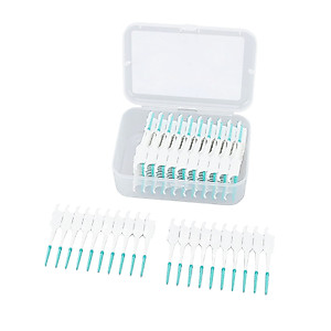 Mumusuki 200pcs Portable Interdental Toothpicks Interdental Brush Soft Silicone Head Floss Toothpick Brush with Case for Oral Care(Mint Green)