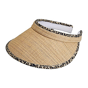 Straw Clip On Visor Cap, Leopard