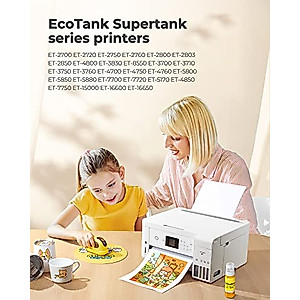 Hiipoo Sublimation Ink for EcoTank Supertank Inkjet Printer ET-2400 ET-2720 ET-2760 ET-2800 ET-2803 ET-2830 ET-4800 ET-3760 ET-2850 ET-7720 ET-15000 /Upgrade Version/Offer Free ICC Printing