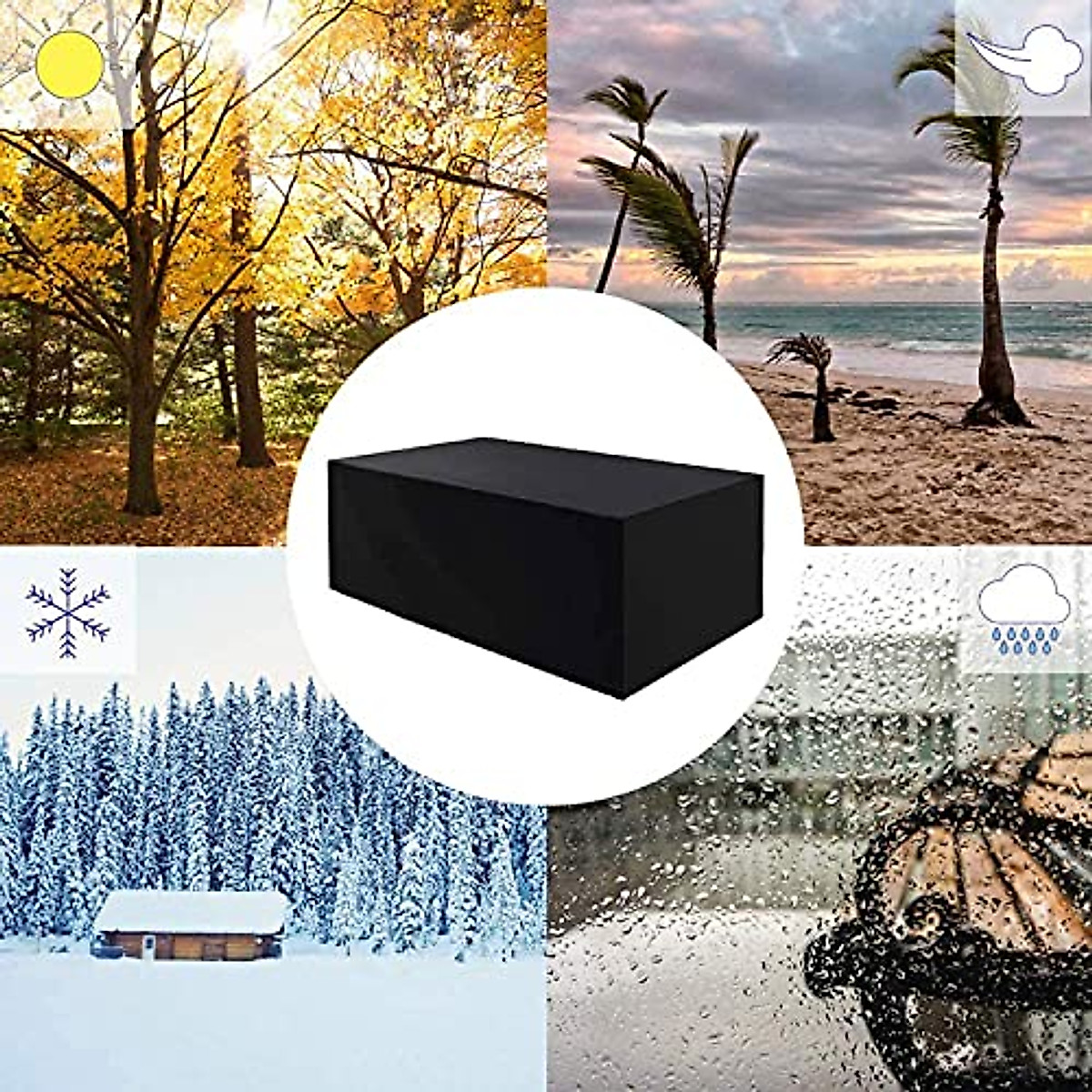 HGPFCB Outdoor Furniture Cover Garden Waterproof Protective Cover Garden Furniture Cover Terrace Furniture Cover Table Cover 420D Oxford Furniture Cover (Black ,Silver ) -220x90x80cm(86x35x31inch)