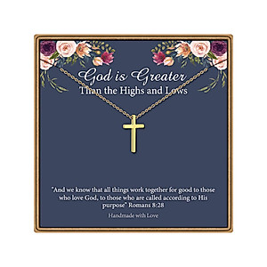 IEFLIFE 14K Gold Filled Cross Pendant Necklaces for Women, Mothers Day Birthday Gifts