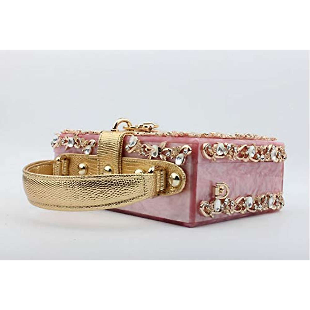 Shiratori Women Evening Clutch Bag, Acrylic Square Box Shoulder HandBags For Wedding Party Tote Purse Pink