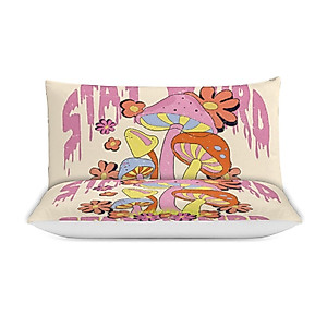 Juoritu Duvet Cover - Soft Duvet Cover Set, 3 Pieces, 1 Duvet Cover 90"x90" with Zipper Closure and 2 Pillow Shams, Comforter Not Included Stay Weird Mushroom