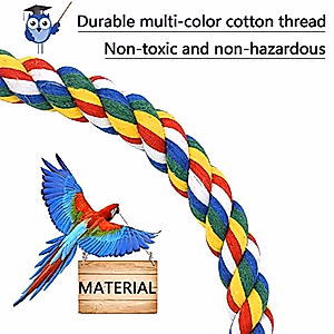 Bird Rope Perch for Parrots, Cockatiels, Parakeets, Budgie Cages Comfy Birds Colorful Rope Perches Toy (41inch Metal nut)