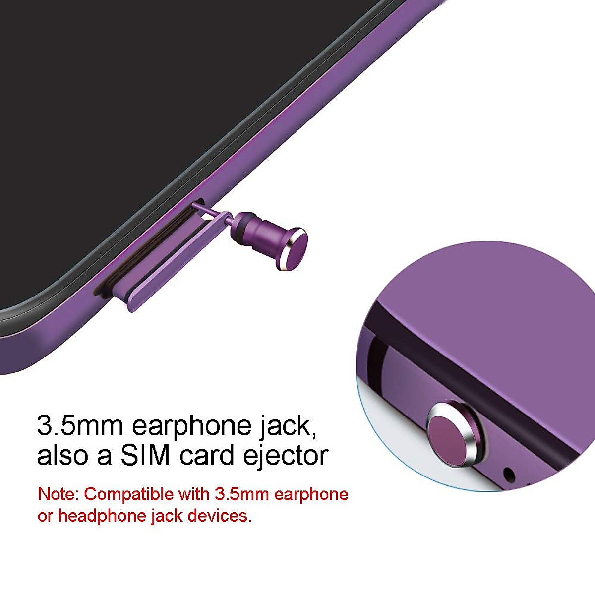 VIWIEU USB C Port Dust Cover Plug Cap 2 Metal Anti Dust Protectors for Smartphone MacBook Pro Air Laptop Charging Port with SIM Card Removal Pin Compatible with Samsung Galaxy S24 S23 S22 S21(Purple)