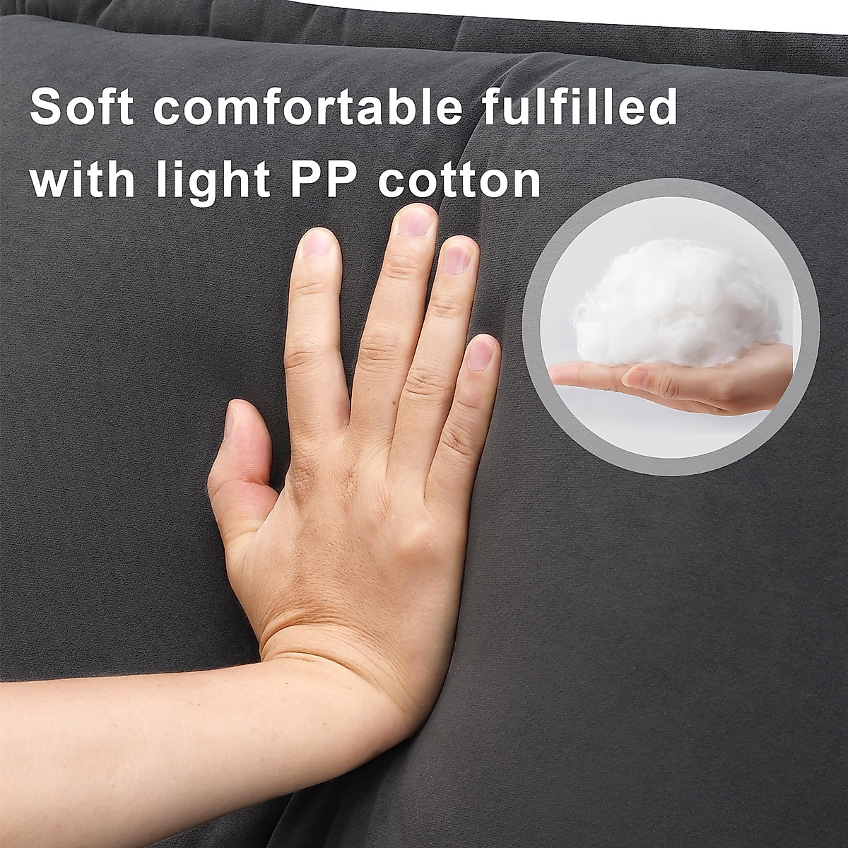 U Shaped Cloud Couch Comfy Sectional Couches with Chaise Lounge Modern 6 Seat Velvet Upholstered Sofa with Waist Pillows for Living Room Apartment, Gray 109.8''