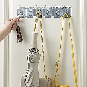 GRASARY 6Pcs Wall Hooks Punch Free Self-Adhesive Coat Hooks Small Wall Hanger Hooks for Bag,Towel,Coat Grey