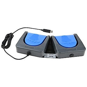 iKKEGOL Upgraded USB Foot Double Switch Pedal Assembly Control Two 2 Key Footswitch Program Customized Computer Keyboard Mouse Game Action HID (Blue Pedal)