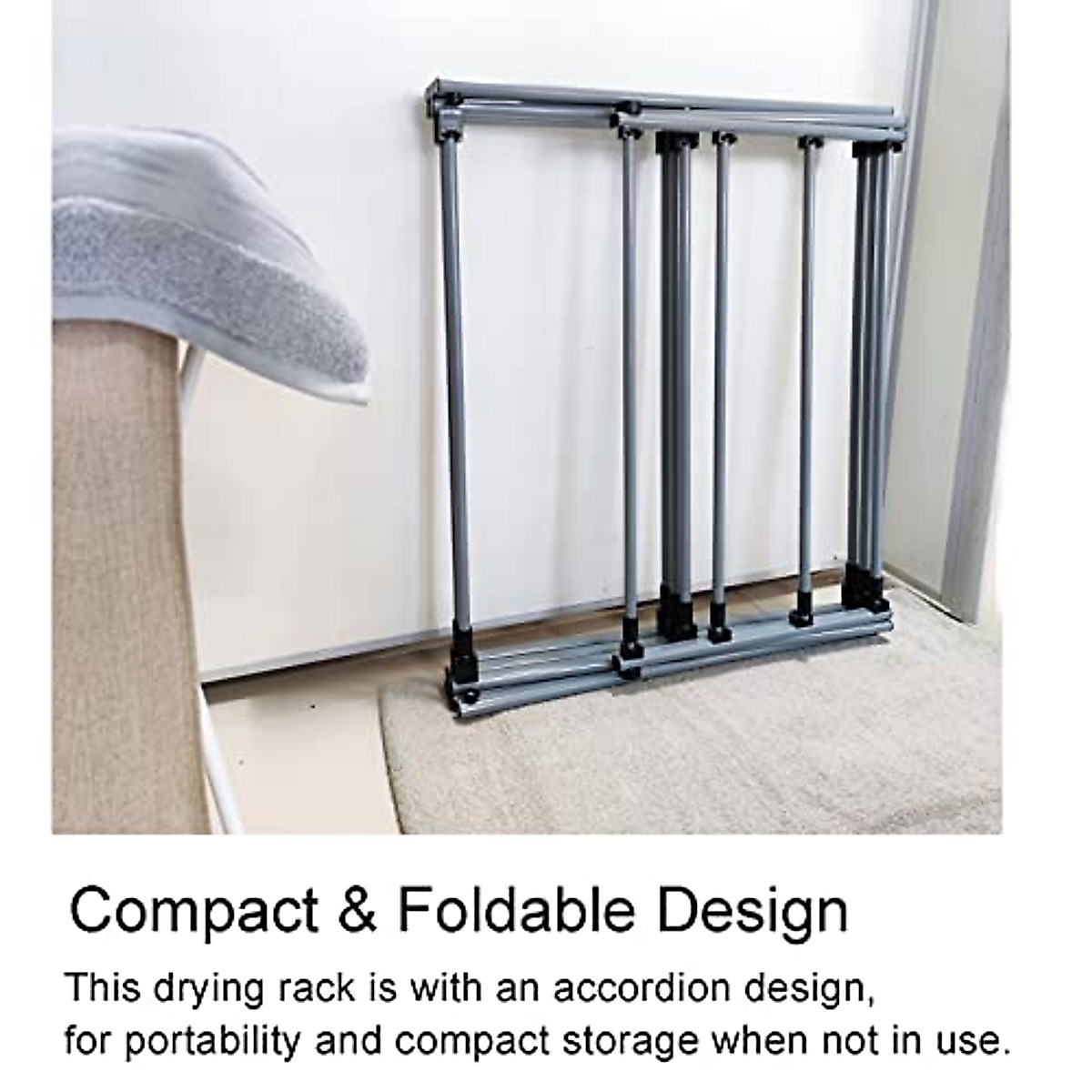 Clothes Drying Rack Folding Indoor 3-Tier Extendable Clothing Dryer Rack, Foldable Laundry Drying Racks, Accordion Collapsible Portable Laundry Racks for Drying Clothes