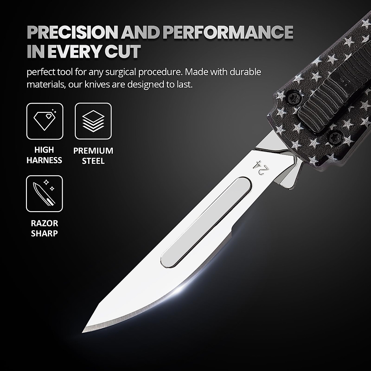 coldown EDC Pocket Knife, Folding Utility Knives with Clip, Retractable Box Cutter, Small Scalpel Knife with 10pcs Razor Sharp Surgical Carbon Steel Replacement Blades #24, EDC Knives for Men Women