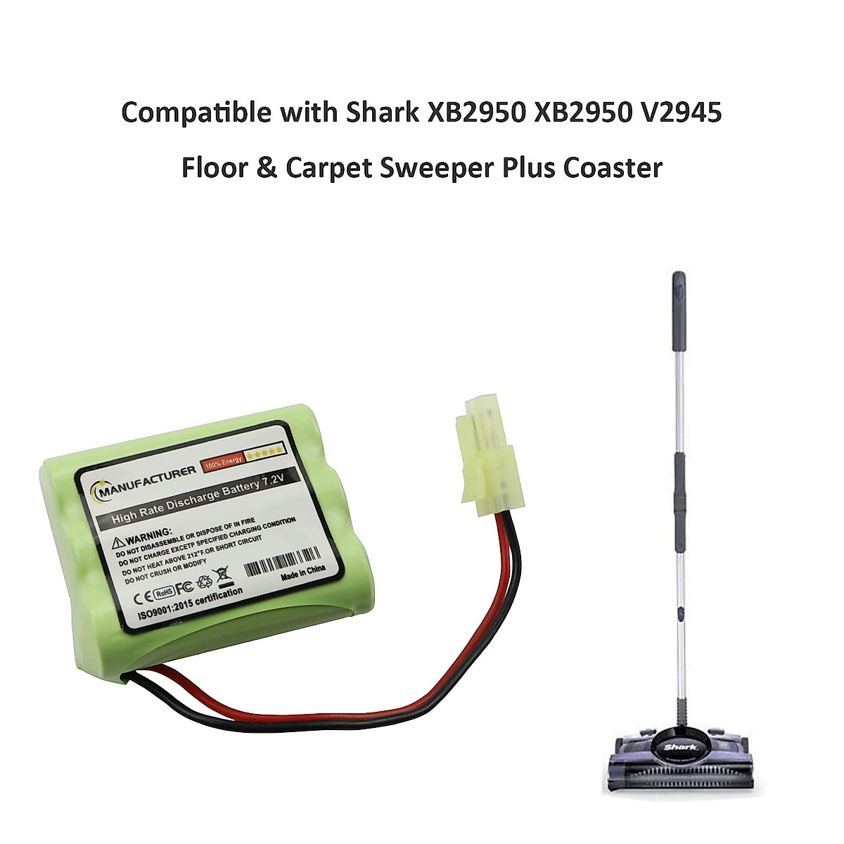 2000mAh Replacement for Shark Euro Pro Vacuum Carpet and Carpet Sweeper XB2950, V2945, V2945Z, V2950, V2950A 7.2V