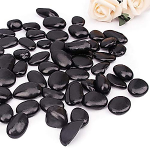 CFKJ 18 Pounds Black Pebbles Aquarium Gravel River Rock, Natural Polished Decorative Gravel,Garden Ornamental Pebbles Rocks,Black Decorative Stones,Black Pebbles, Decor Gravel for Landscaping (Black)