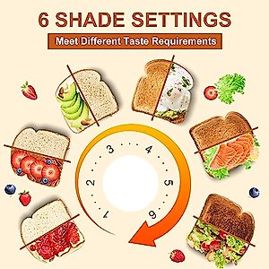 SEEDEEM Toaster 2 Slice, Extra Wide Slot Toaster, 6 Shade Settings, Bread Toaster with Cancel, Defrost, Reheat Function, Extra Wide Slots for Waffle or Bagel, Removable Crumb Tray, 750W, Retro Red