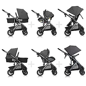 Evenflo Pivot Suite Travel System with LiteMax Infant Car Seat with Anti-Rebound Bar Devon Gray