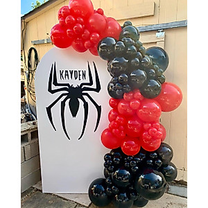 Bezente Red Black Balloons Garland Kit,100Pcs Black Red Balloons and Red Black Confetti Balloons Arch for Wedding Birthday Graduation BBQ Casino Party Prom Party Arch Decoration