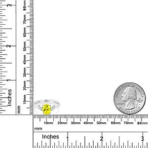 Gem Stone King 1.66 Ct Oval Canary Mystic Topaz White Created Sapphire 10K White Gold Ring (Size 5)