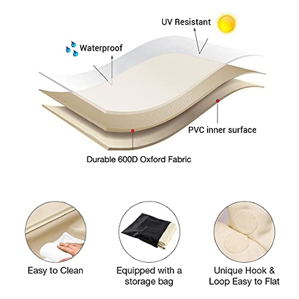 Tuyeho Patio Chair Covers, Outdoor High Back Chair Cover, 600D Heavy Duty and Waterproof Outdoor Patio Furniture Cover, Tear-Resistant, 35" D x 28" W x 35" H, Beige & Brown