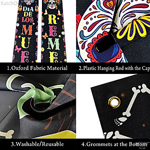 KatchOn, Dia De Los Muertos Porch Sign Banners - Large, 72x44 Inch | Dia De Los Muertos Door Covers, Dia De Los Muertos Decorations | Day of the Dead Door Banner, Day of the Dead Halloween Decorations