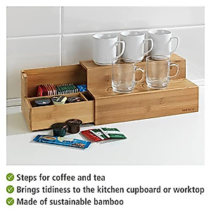 WENKO Bamboo Tea Bag Organizer with Drawer, Tea Bag Storage Container, Coffee and Tea Caddy for Kitchen, Tea Station, Tea Bag Holder, Coffee Bar Accessories and Organizer, 13 x 6.7 x 5.9 in