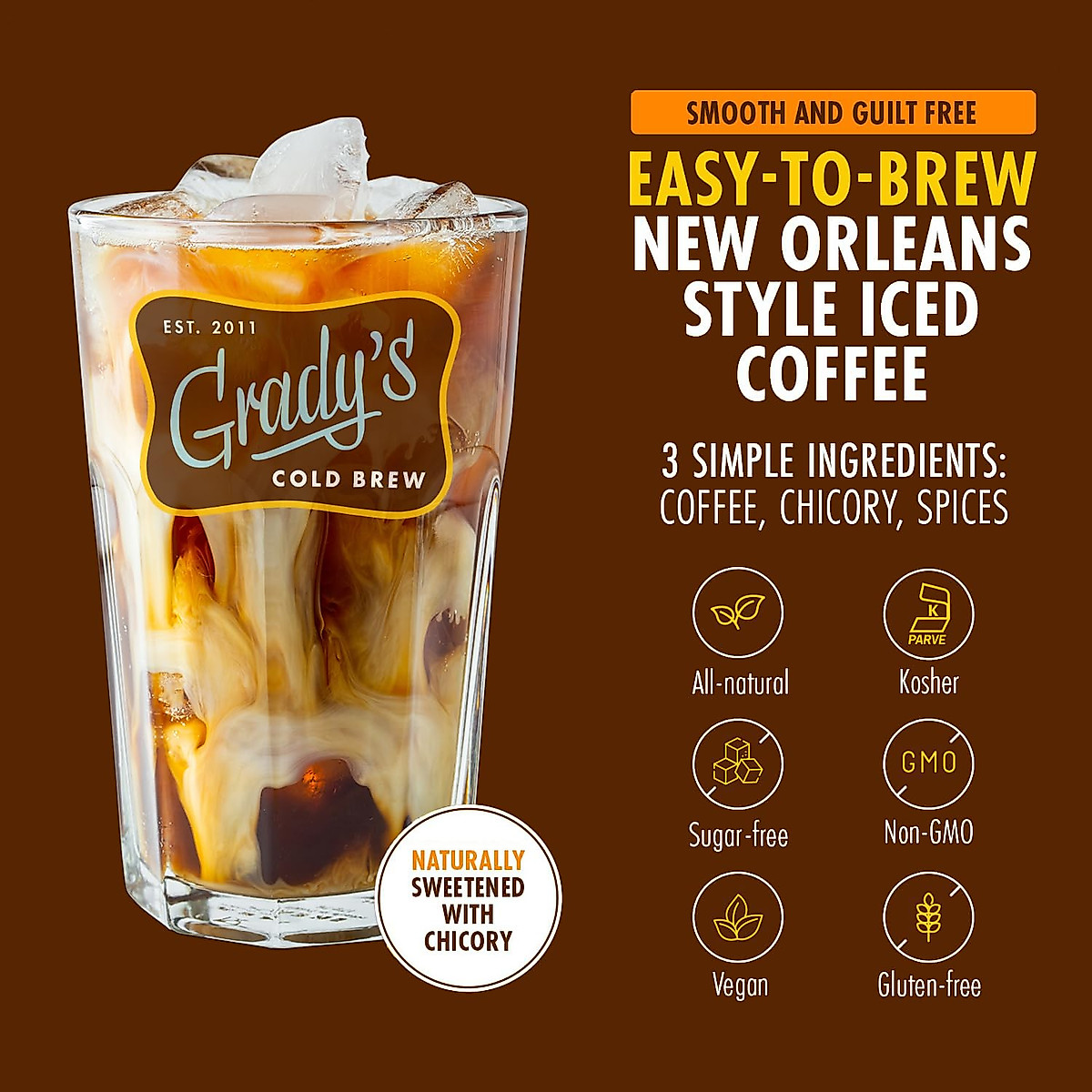 GRADY’S COLD BREW Coffee Pouches | New Orleans Style | 100% Arabica Ground Coffee & Chicory | TWO Boxes of Four Easy-to-Brew Bean Bags | Makes 24 drinks