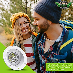 Leisure LED RV Exterior Round Flood Porch Utility Light - White 12v 1100 Lumen Lighting Fixture Replacement Lighting for Weekend Warrior RVs, Trailers, Campers, 5th Wheels (White)