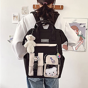 Dearsee Kawaii Backpack with Kawaii Pin and Accessories, Cute Backpack Aesthetic School Bag Cute Kawaii Backpack for Girls