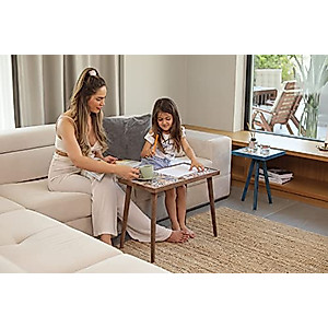 Comfyt Coffee Table, Side Table, End Table, Nightstand Nesting Table Bedside Table Accent Table Home Essentials Wood Tiled Top Rustic Table Ceramic Tiles Mexican Tile Table