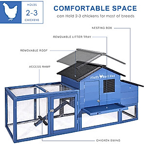 MIXXIDEA Large Chicken Coop Wooden Chicken Runs for Yard with Cover Portable Nesting Boxes Chicken Multi-Level Hen House, Poultry Cage, Chicken Swing Coop 65” Chicken Pen – Blue