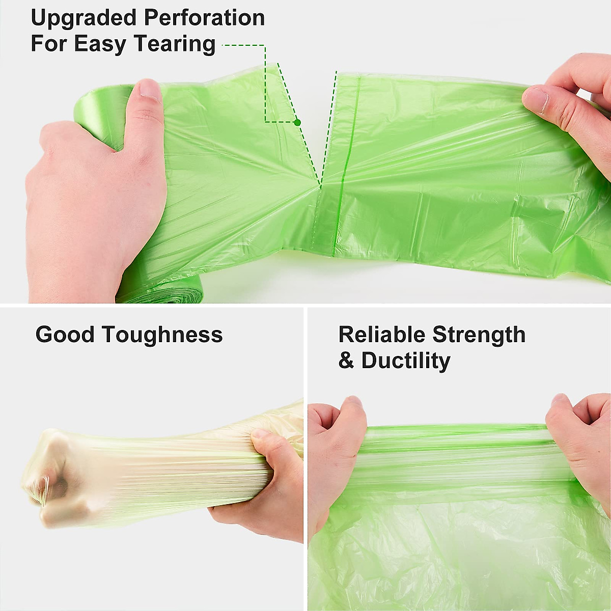 Small Trash Bags 2-2.6 Gallon Plant Starch Based, Inwaysin 200 Count Bathroom Trash Bags, Strong Trash Bags 2.6 Gallon Unscented, Size Expanded, for Bathroom Bedroom Trash Can, Green, 10L