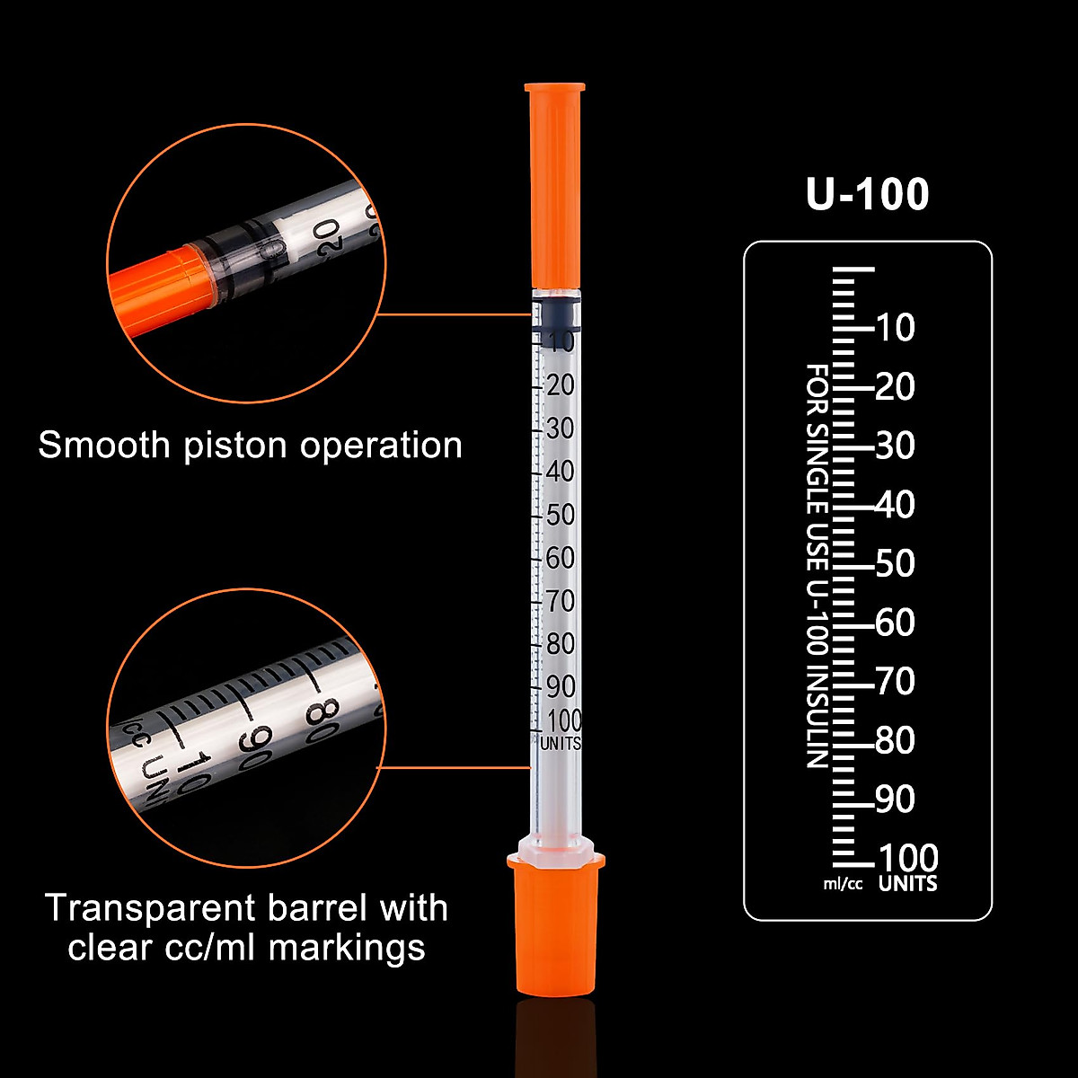 31g 1cc 5/16 Inch-8mm Syringes Compatible U-100 Accurate Measuring for Liquid Individually Sealed Packaging (Pack of 20)
