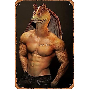 NIUMOWANG Metal Sign - Buff Jar Jar Binks Tin Poster 12 X 8 Inches