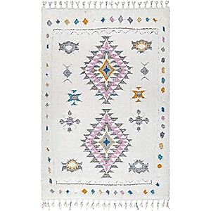 nuLOOM Lila Tribal Moroccan Shag Accent Rug, 2' x 3', White