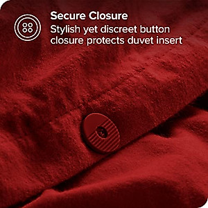 Bare Home Flannel Duvet Cover - Twin/Twin Extra Long - 100% Cotton, Velvety Soft Heavyweight Premium Flannel, Double Brushed - Includes Sham Pillow Covers (Twin/Twin XL, Red)