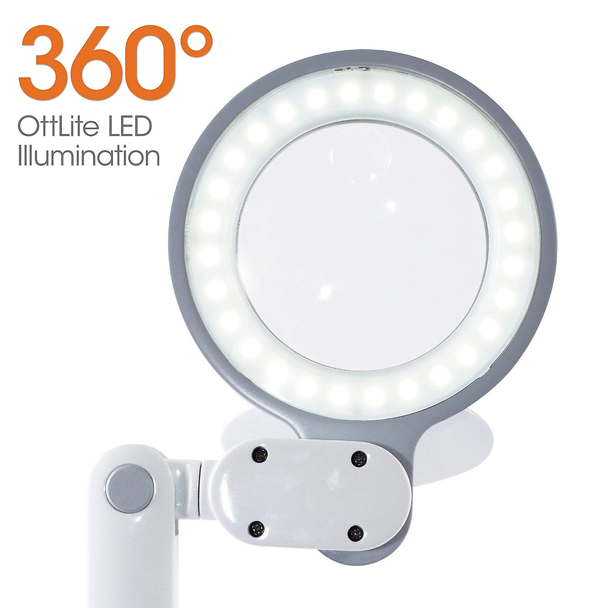 OttLite LED Space Saving Magnifier Desk Lamp – Optical Grade Magnification, Adjustable Arm, Pivoting Head, Portable to Travel, for Crafting & Needlework
