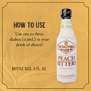 Fee Brothers Peach Cocktail Bitters - Aromatic Cocktail Mixer & Concentrated Flavoring, Gluten Free, Vegan-Friendly, 5 fl oz