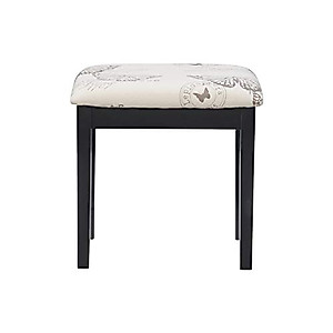 Linon Home Dcor Linon Black Butterfly Stool Vanity Set with Bench, 36"w x 18"d x 30"h,
