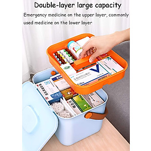 ZMQJEQANBG Family First Aid Box,Portable Medicine Chest Storage,First Aid Box, Portable Pill Drug Storage Box, Portable Medicine Medicine Chest with A Handle, for Household,Travel,Work S 25.5X19.5X19.