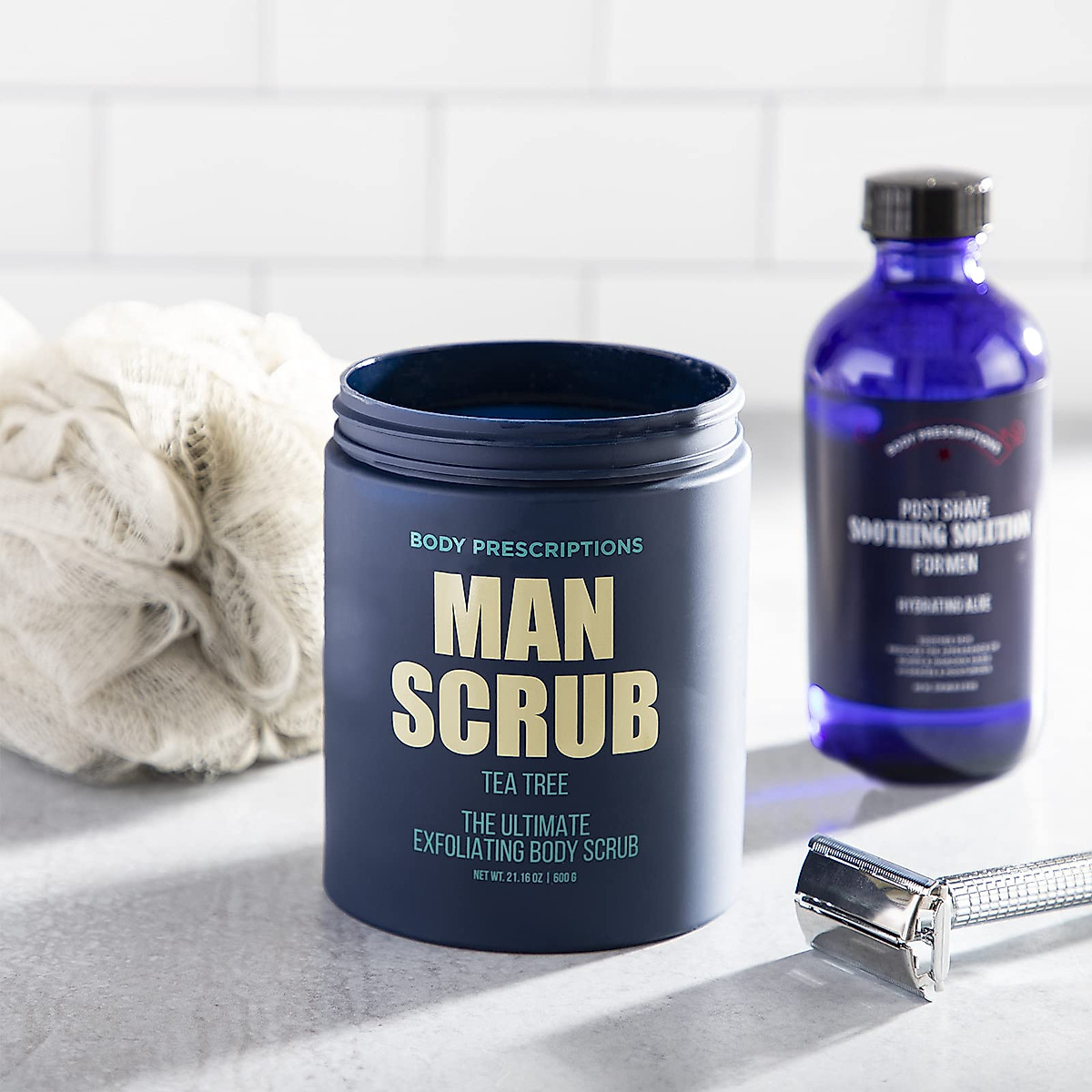 Body Prescriptions Body Scrub for Men- Ultimate Exfoliating Scrub Infused with Tea Tree, in Jar with Twist Top