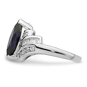 IceCarats 925 Sterling Silver Created Blue Sapphire Cubic Zirconia CZ Marquise Ring September Birthstone Jewelry Size 7
