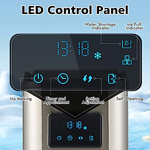 DORTALA Nugget Ice Maker Portable Ice Maker Countertop w/Self-Cleaning, 2 Ways Water Refill, 12H Appointment Function, 60 Lbs/24H, Stainless Steel Ice Machine for Home, Party, Bar, Office