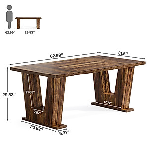 Tribesigns 63-Inch Wood Executive Desk, Large Office Computer Desk, Industrial Simply Style Study Writing Desk Business Workstation for Home Office