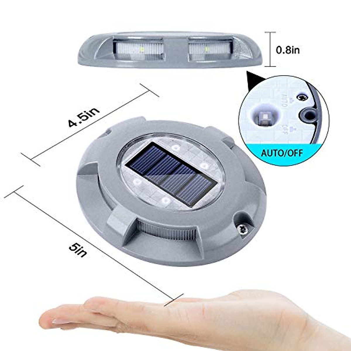 SIEDiNLAR Solar Deck Lights Driveway Dock LED Light Solar Powered Outdoor Waterproof Road Markers for Pathway Step Stair Garden Ground Sidewalk Yard 12 Pack (Warm White)